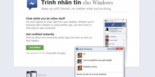 Chat Facebook ngay trên màn hình desktop máy tính
